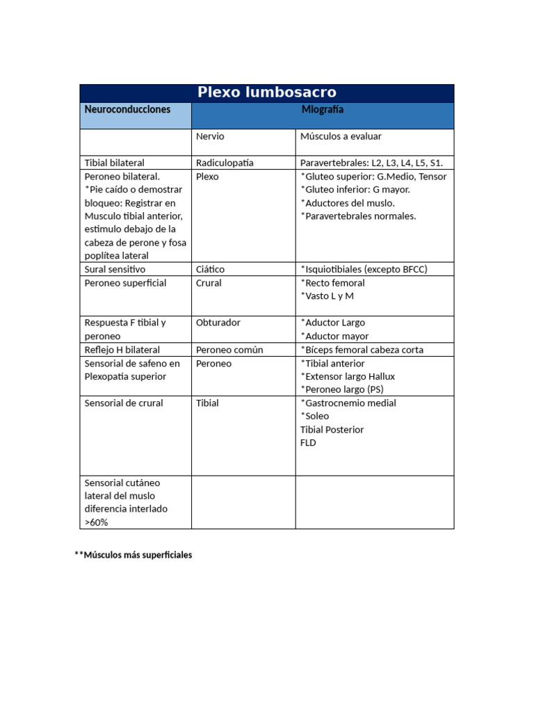 Plexo Lumbosacro Musculos Electro | PDF