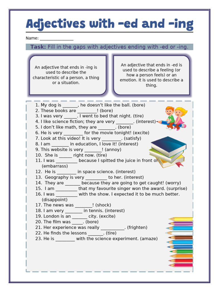 Adjectives With Ed and Ing Grammar Drills Grammar Guides 137543 | PDF ...