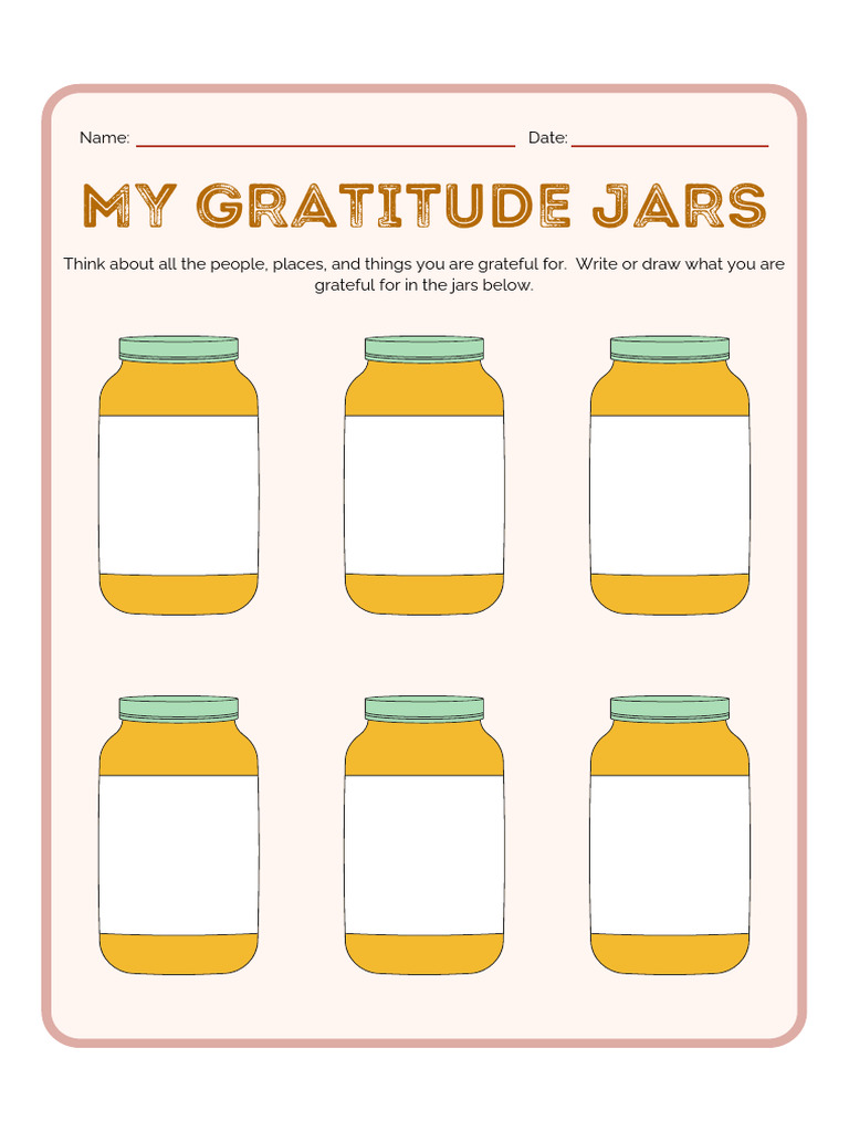 Gratitude Jar Worksheet Activity | PDF