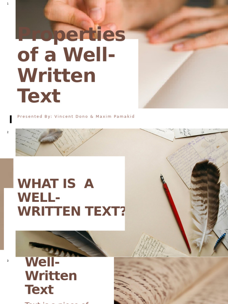 RWS Properties of A Well-Written Text | PDF | Linguistics | Human ...