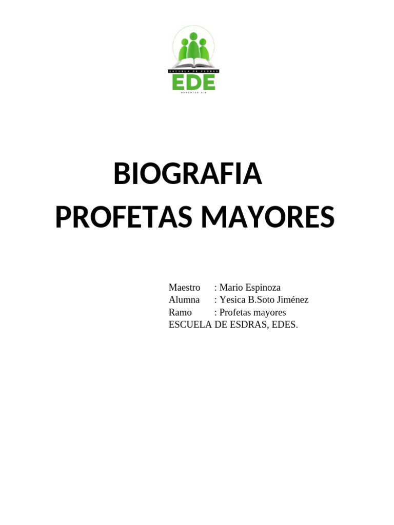 Biografía de los Profetas Mayores | PDF | Ezequiel | El antiguo Israel ...
