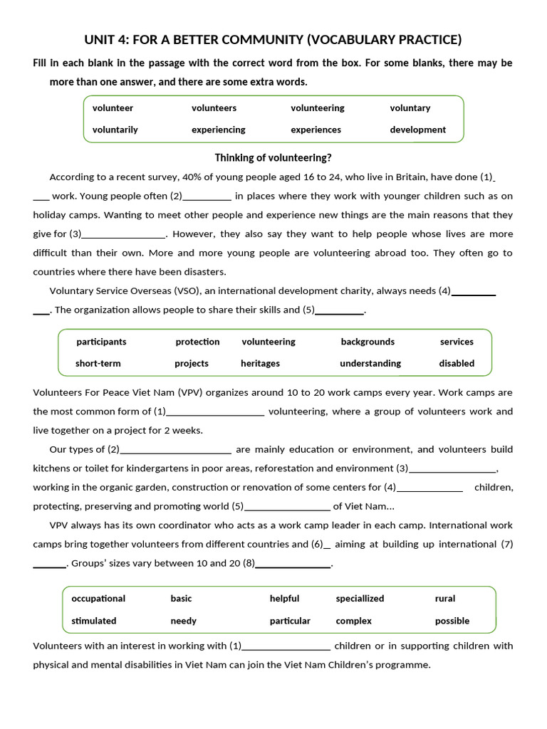 E10 U4 Vocabulary Practice | PDF | Mother Teresa