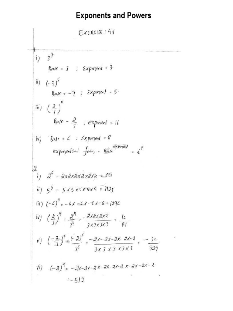 Exponents and Powers | PDF