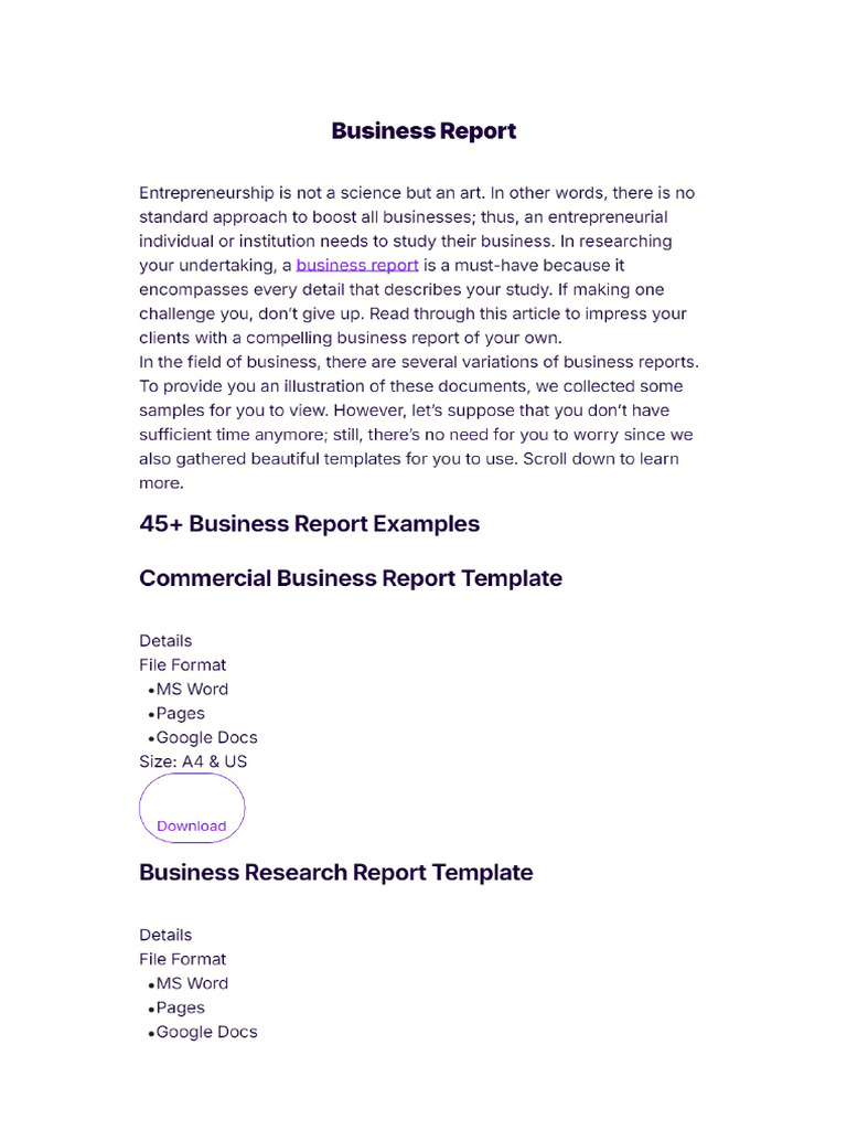 Business Report Format | PDF
