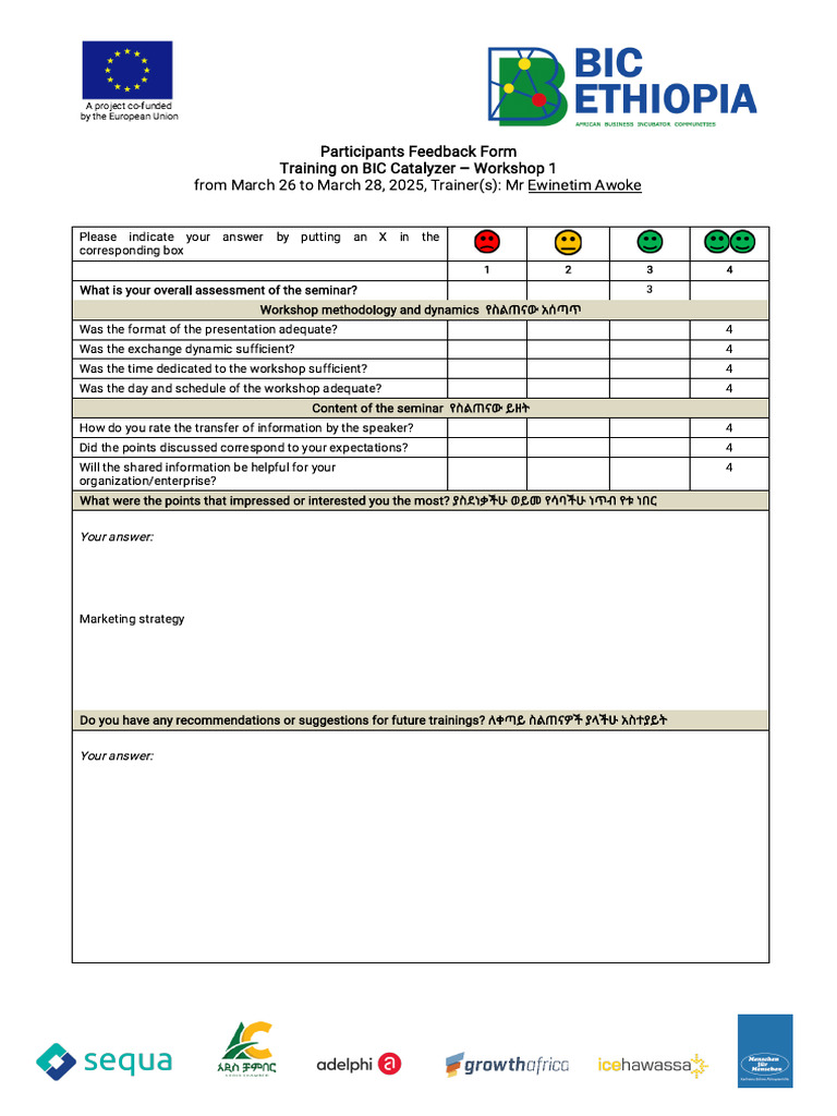 BIC Participant Feedback Evalution | PDF