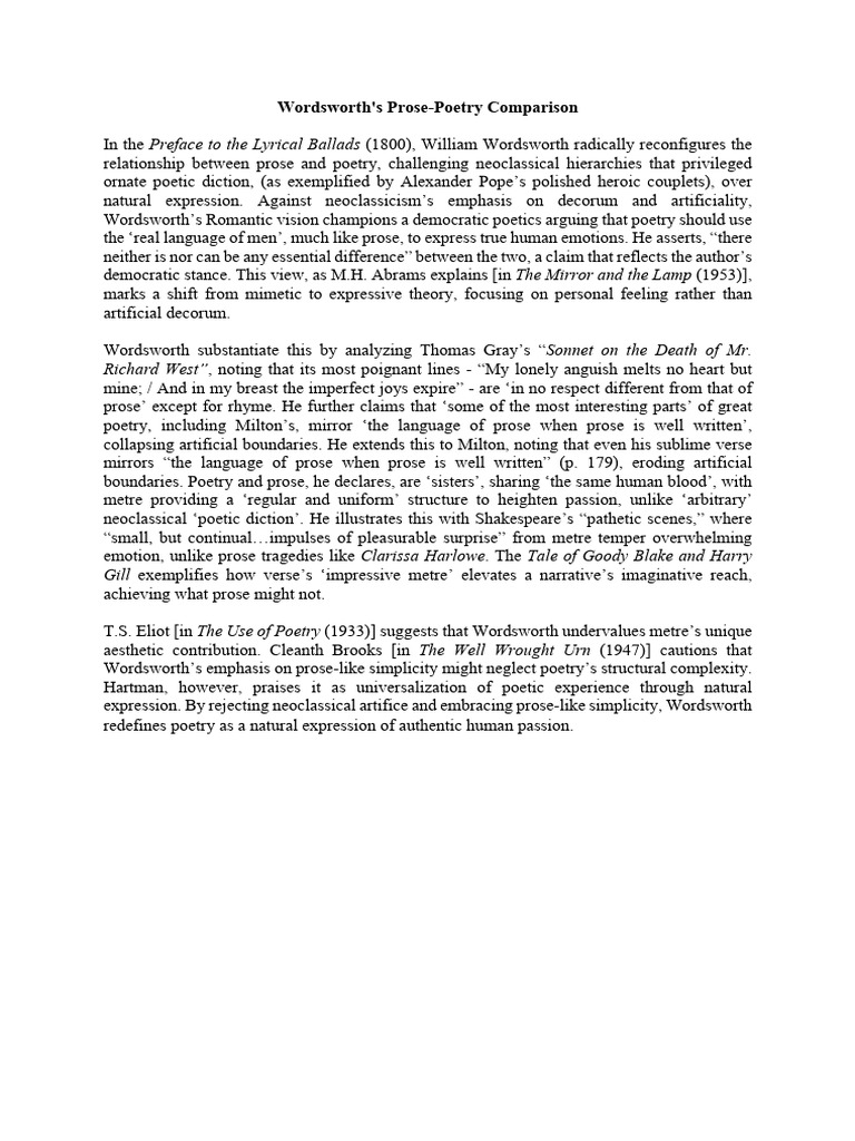 Difference Between Prose and Poetry | PDF | Poetry | William Wordsworth