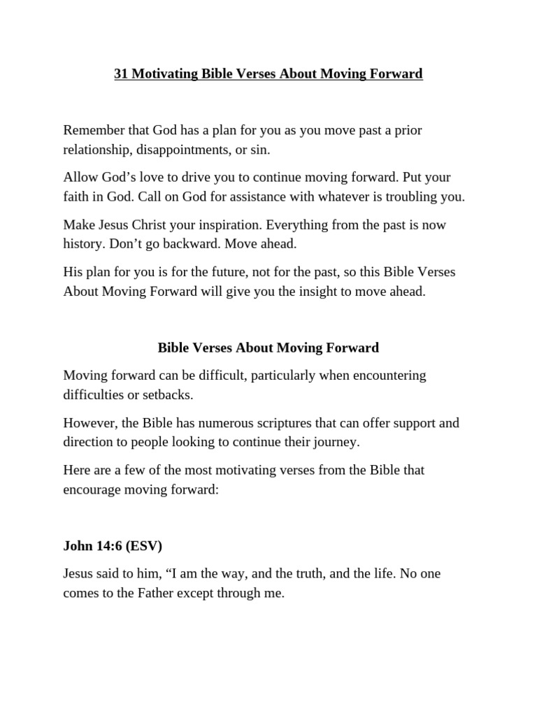 Bible Verses for Moving Forward | PDF | Eternal Life (Christianity) | Jesus