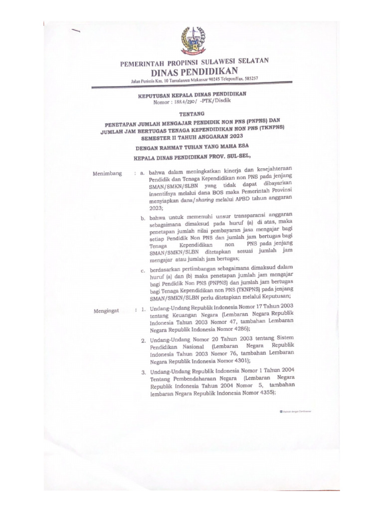 Konsideran SK Bos Sem II 2023 | PDF