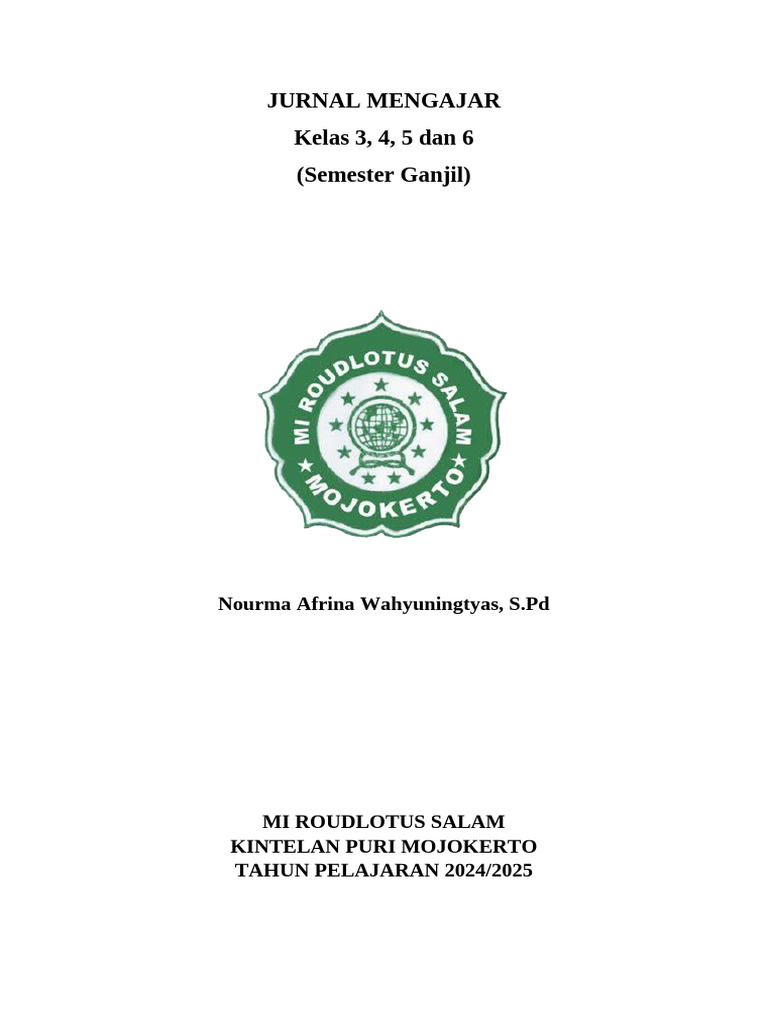 Cover Jurnal Mengajar | PDF