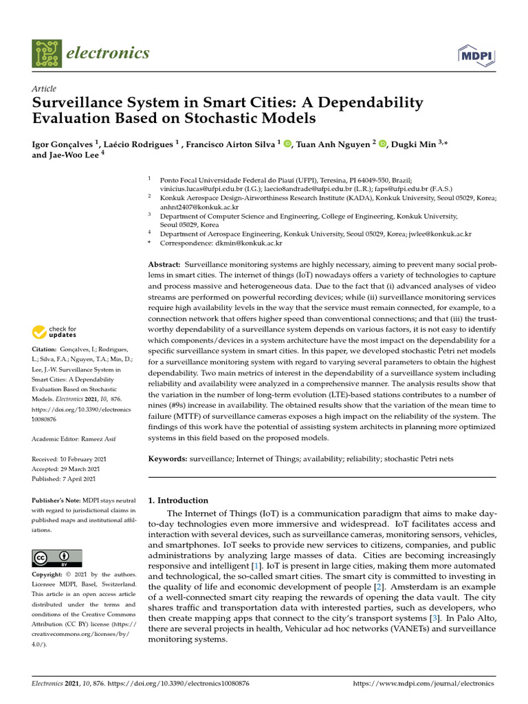 Smart City Surveillance: Dependability Analysis | PDF | Reliability ...