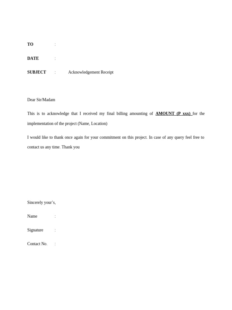 Acknowledgement Receipt for Payment | PDF