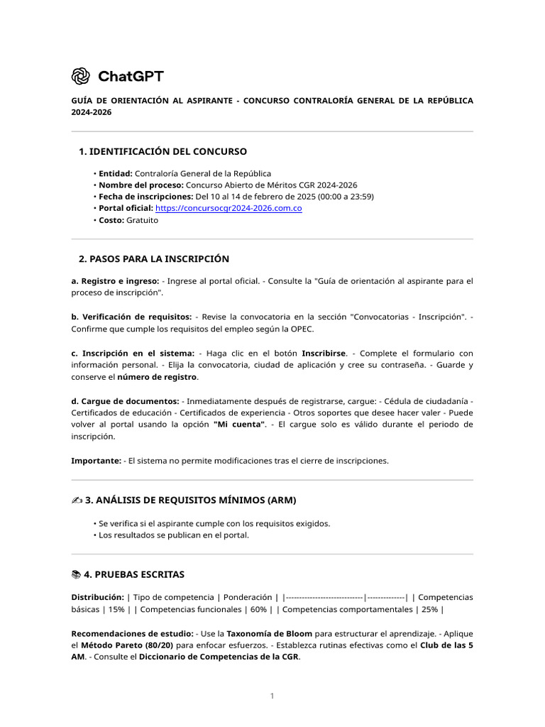 Guia Concurso CGR | PDF