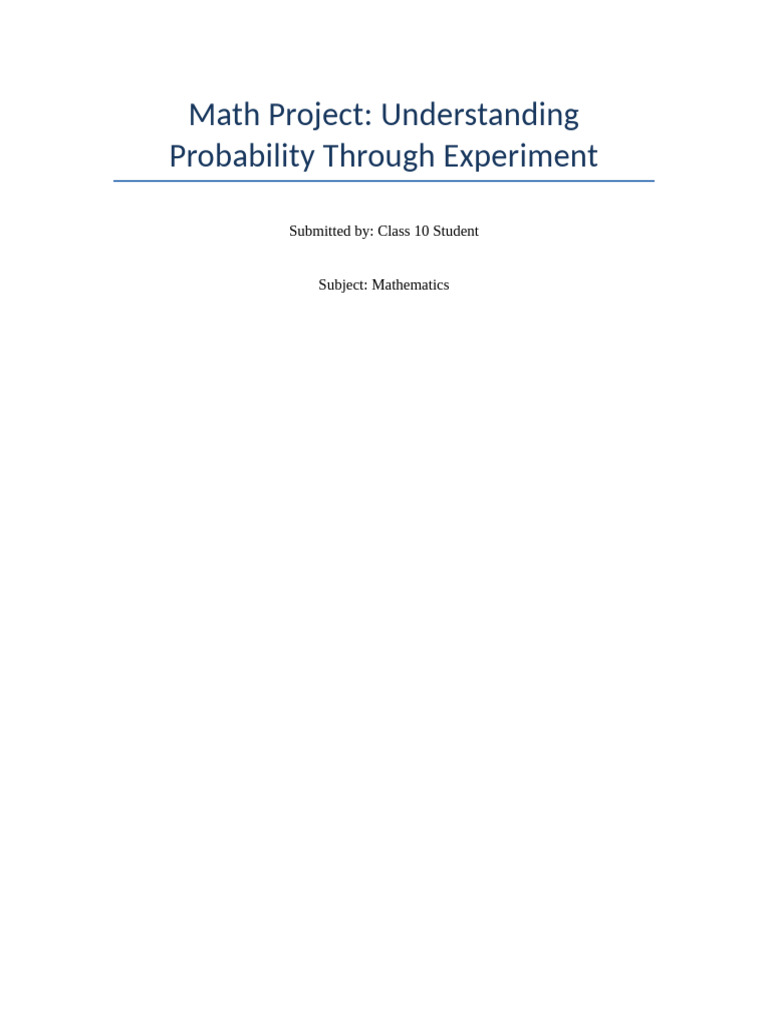 Math Project Probability Class10 | PDF | Probability | Experiment