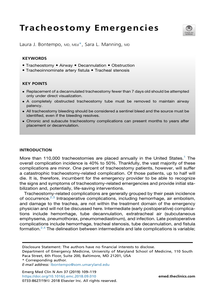 Tracheostomy Emergencies | PDF | Medical Specialties | Clinical Medicine