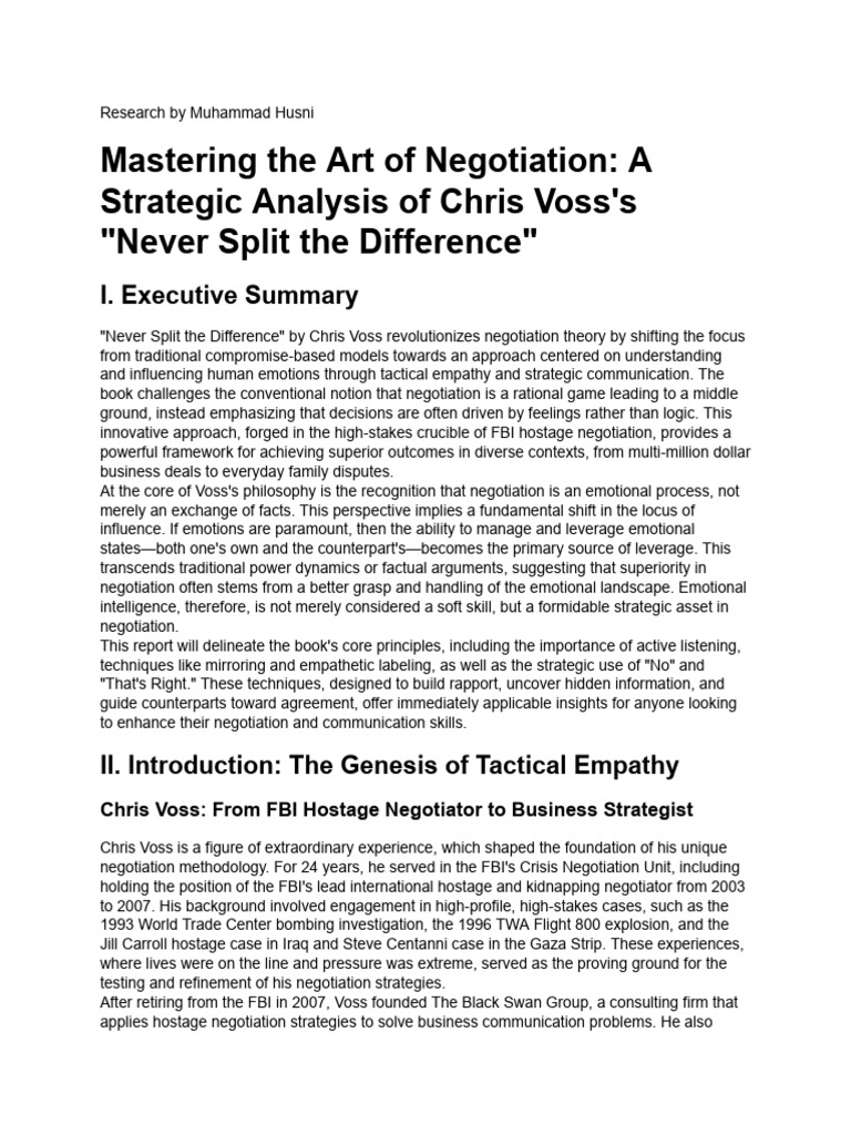 Summary Never Split The Difference by Muhammad Husni | PDF | Negotiation | Empathy