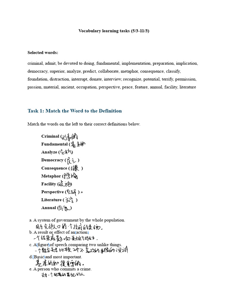 Vocabulary Learning Tasks and Exercises | PDF | Crimes | Crime & Violence