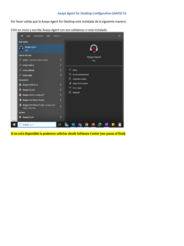 Configuración de Avaya Agent for Desktop | PDF | Software | Informática