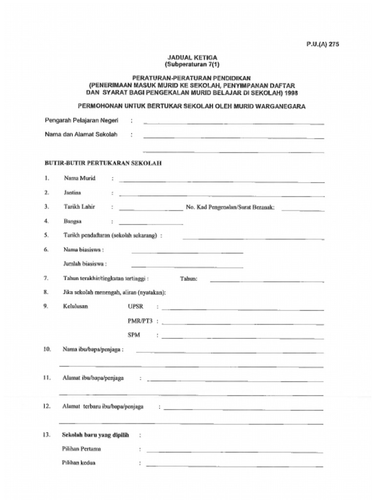 Senarai Semak Borang P.U.(A) 275 | PDF
