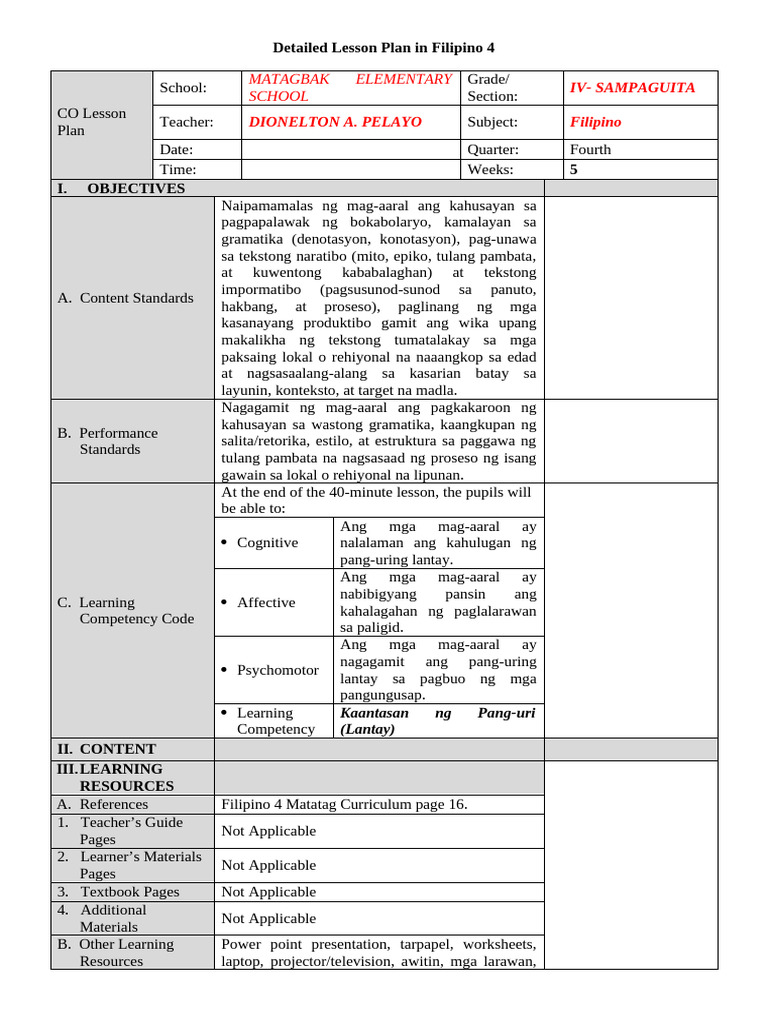 DLP - FIL4 Kaantasan NG Pang-Uri Lantay | PDF