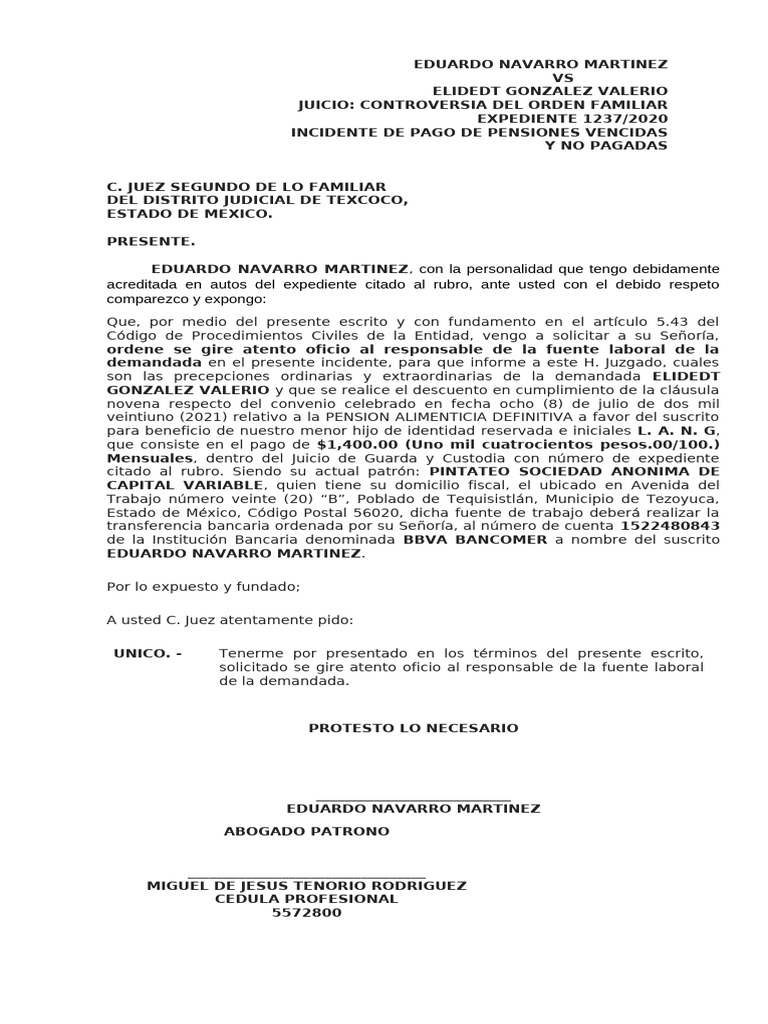 Solicitud de Descuento A La Fuente Laboral | PDF