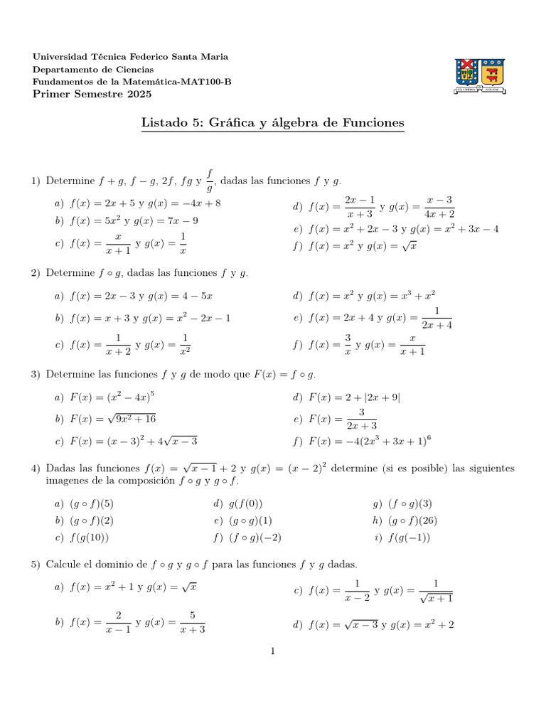 Listado 5 FM Gráfica y Álgebra de Funciones | PDF