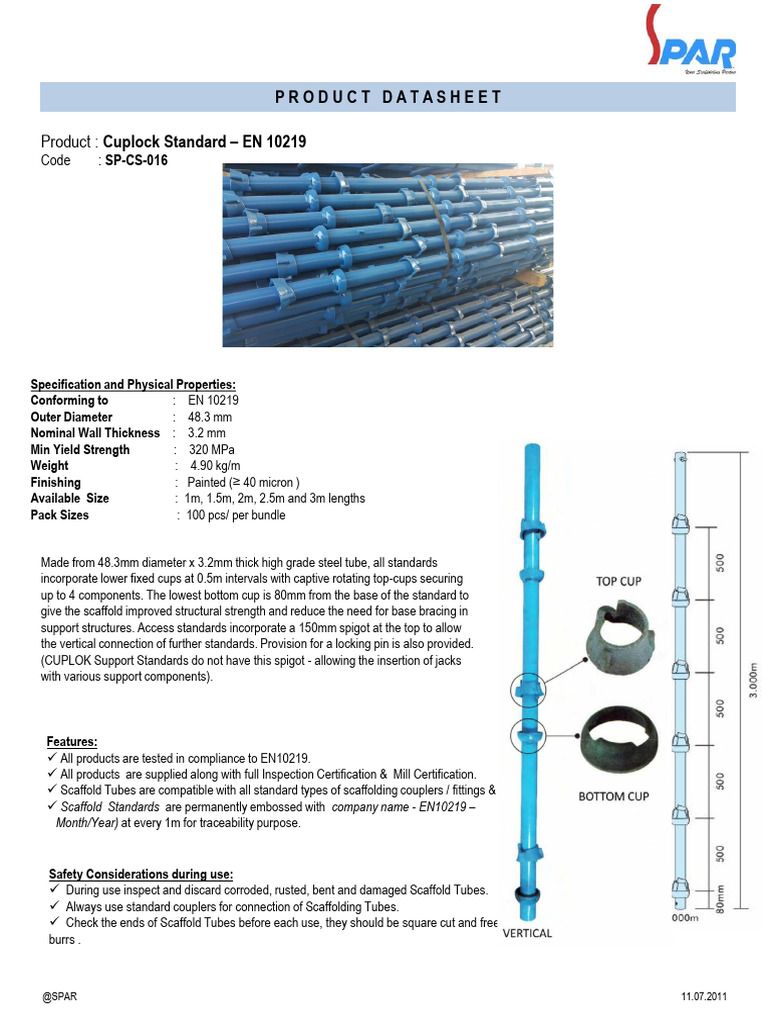 Cuplock Standard Specifications EN 10219 | PDF