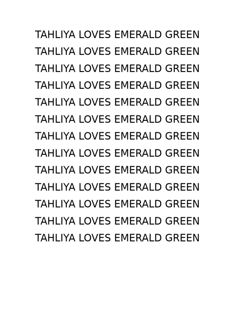 Tahliya Loves Emerald Green | PDF