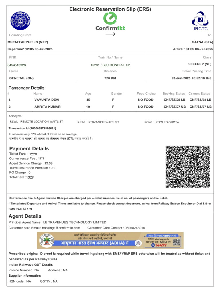 Irctc Ticket | PDF