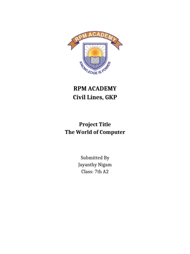 Computer Project Front Page With Logo | PDF