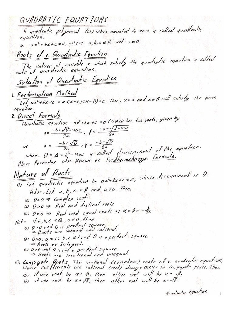Quadratic Equation | PDF