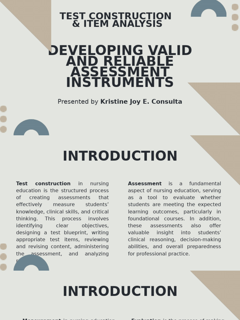 Developing Valid Reliable Assessment Instruments Pdf Educational