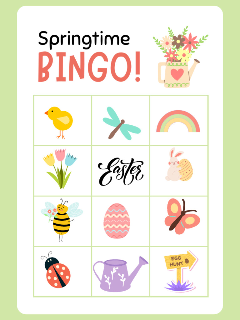 Springtime Bingo English Vocabulary Activity Worksheet in Colorful ...