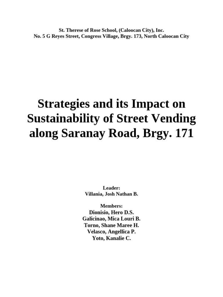 Strategies for Sustainable Street Vending | PDF | Qualitative Research ...