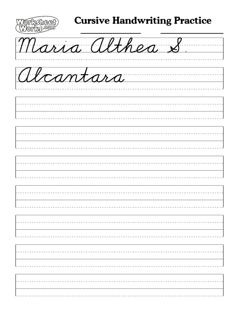 WorksheetWorks Cursive Handwriting Practice 1 | PDF