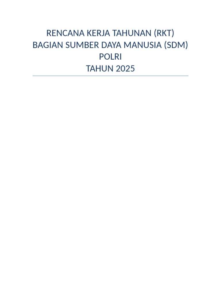 Rencana Kerja SDM Polri 2025 | PDF