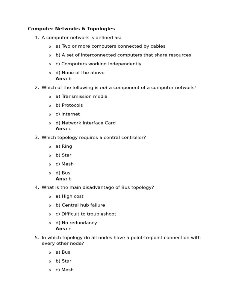 Computer Network MCQ 200 | PDF | Transmission Medium | Osi Model