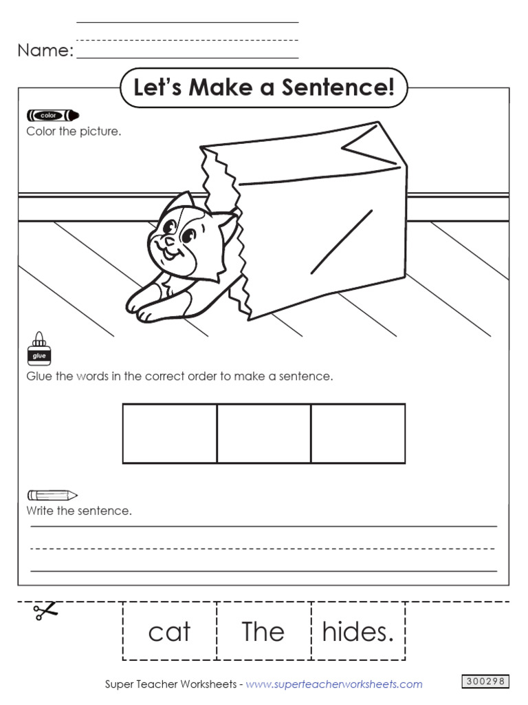 Build A Sentence 3 The Cat Hides HIDES | PDF