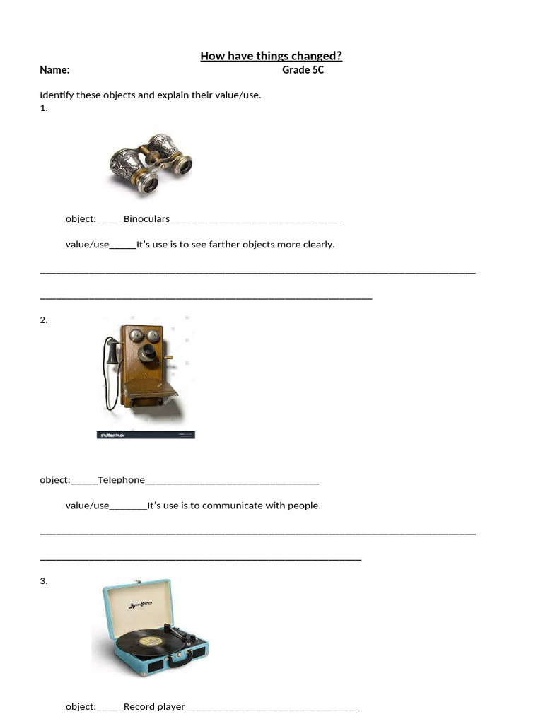 Objects and Their Uses in Grade 5C | PDF