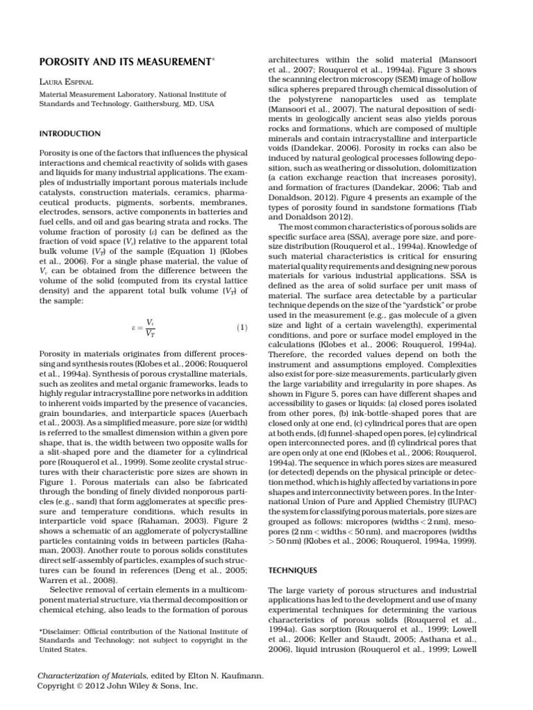 Porosity and Its Measurement | PDF | Adsorption | Porosity