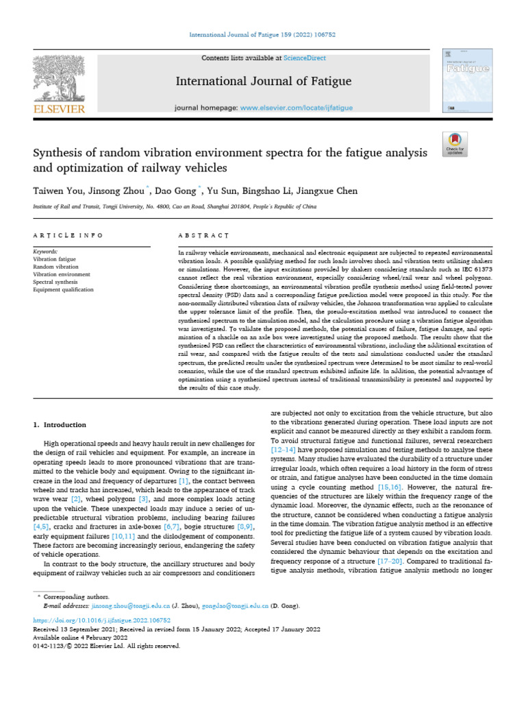 Synthesis of Random Vibration Environment Spectra For The Fatigue ...
