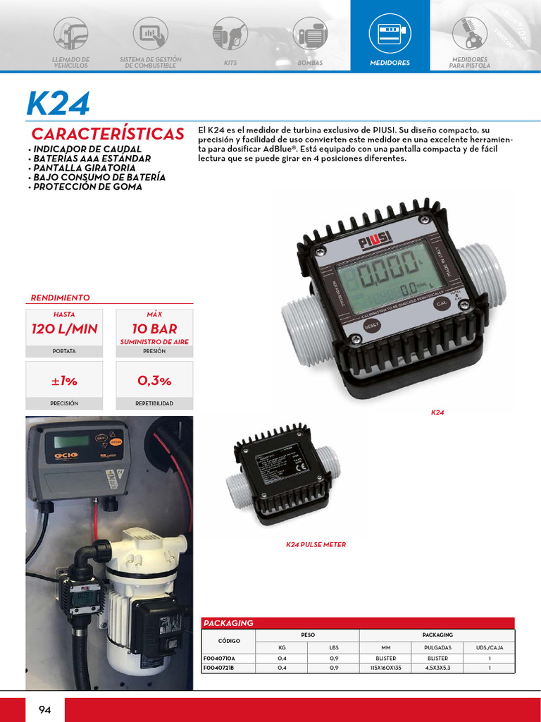 K24 Piusi Datasheet Adblue 07.21 Es | PDF