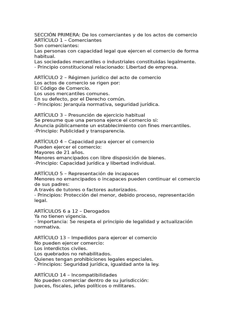 Resumen Codigo de Comercio | PDF | Gobierno | Justicia