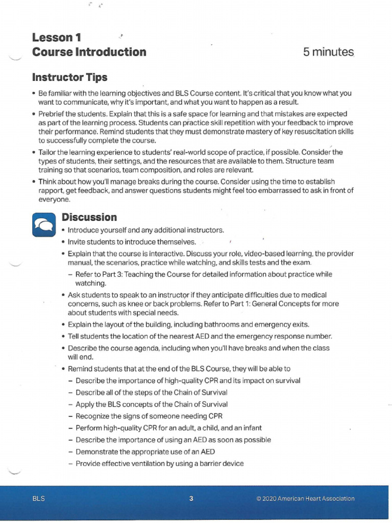 2020 BLS Lesson Plans | PDF