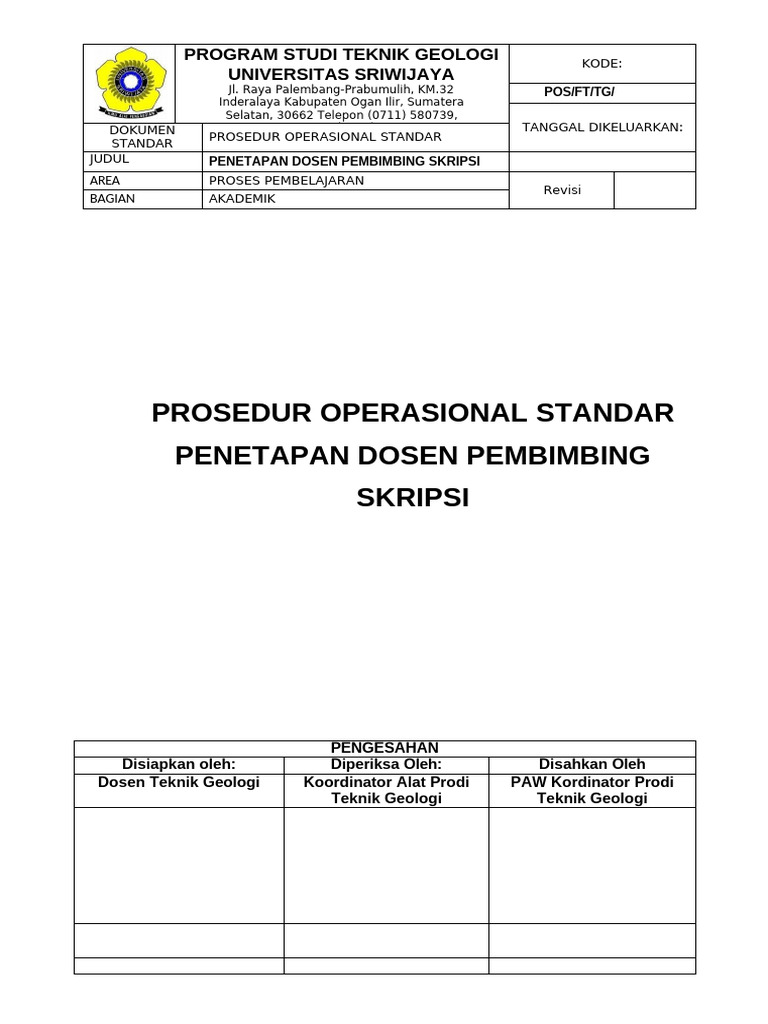 7 SOP Penetapan Dosen Pembimbing Skripsi | PDF
