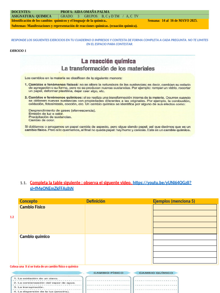 Cambio Quimico y Fisico | PDF