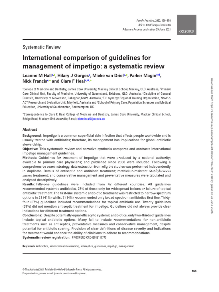 Impetigo Guideline Leanne 2021 | PDF | Methicillin Resistant ...