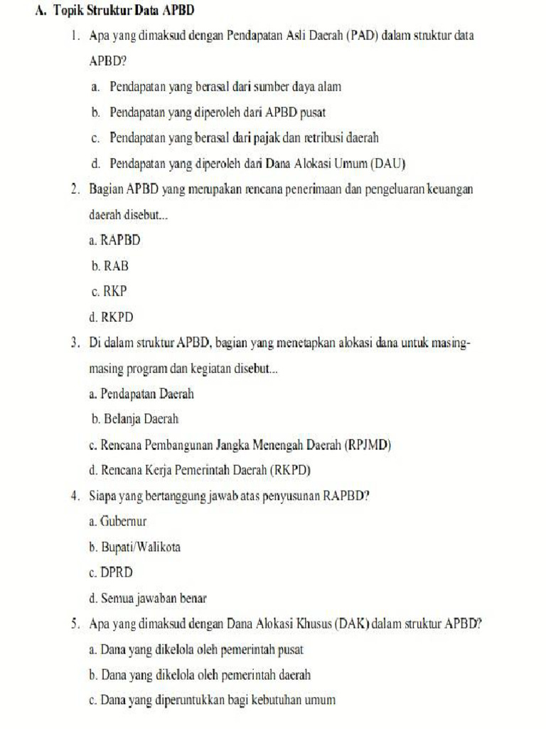 Contoh Soal Apbd 2024 | PDF