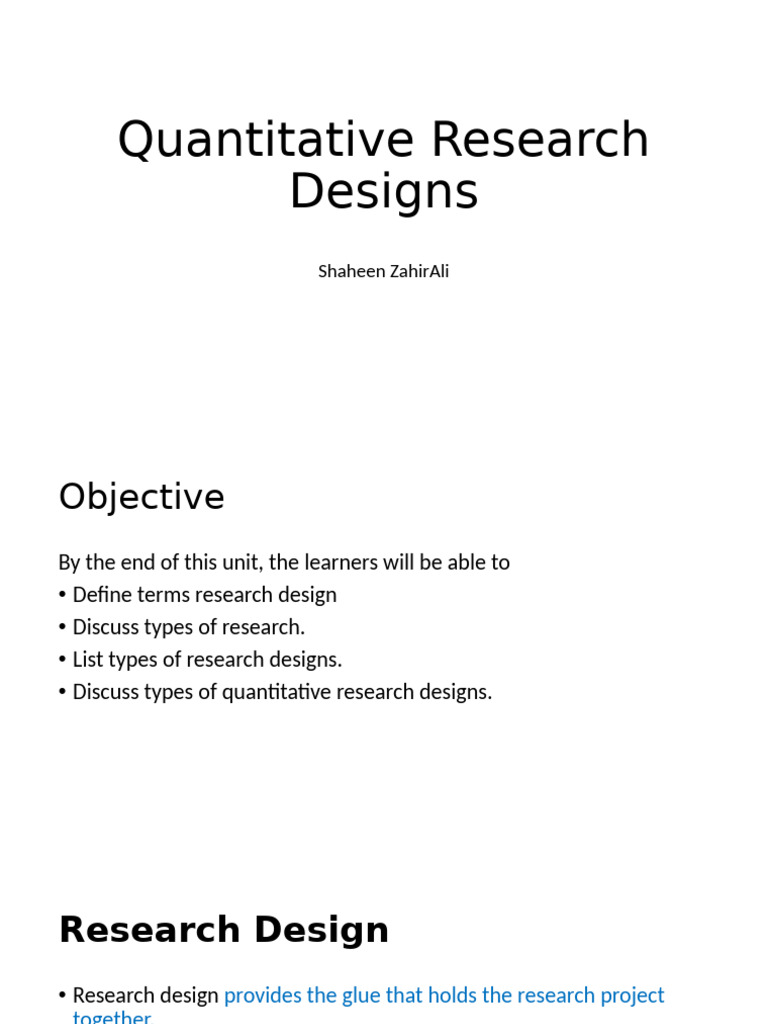 Quantitative Research Designs F | PDF | Statistics | Quantitative Research