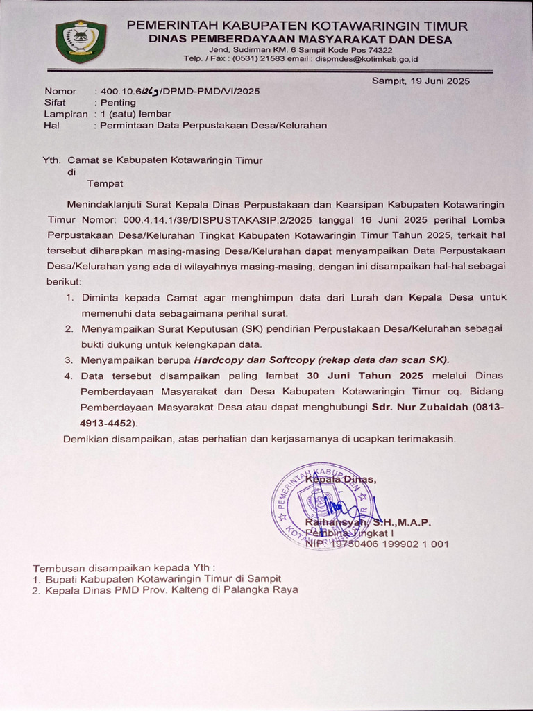 Permintaan Data Perpus DPMD | PDF