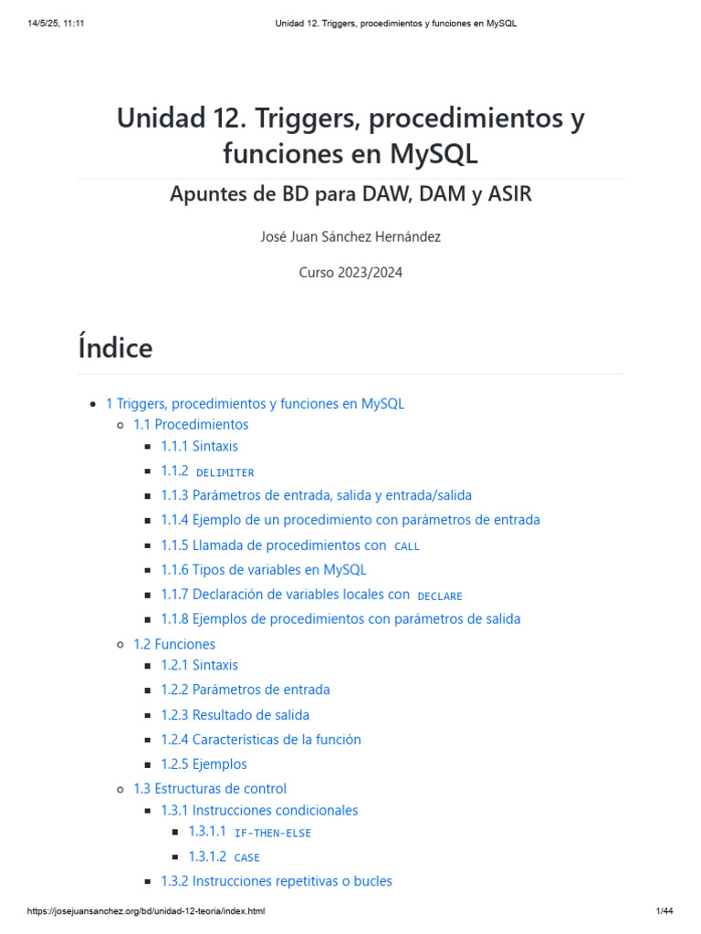 Triggers y Procedimientos en MySQL | PDF | SQL | Datos de computadora